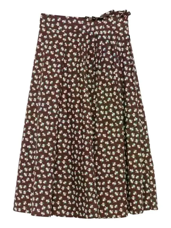 MSGM Floral-print Pleated Midi Skirt - Brown
