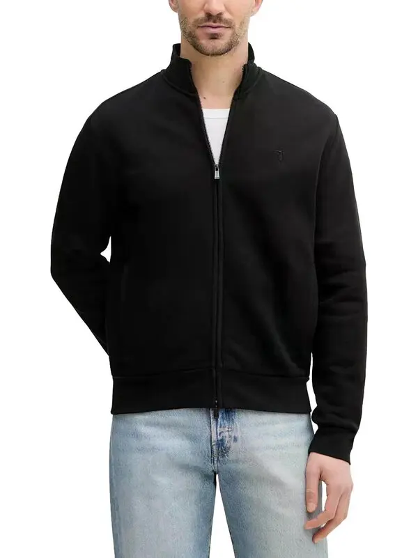 TRUSSARDI Logo-embroidered Zip-up Cardigan - Black