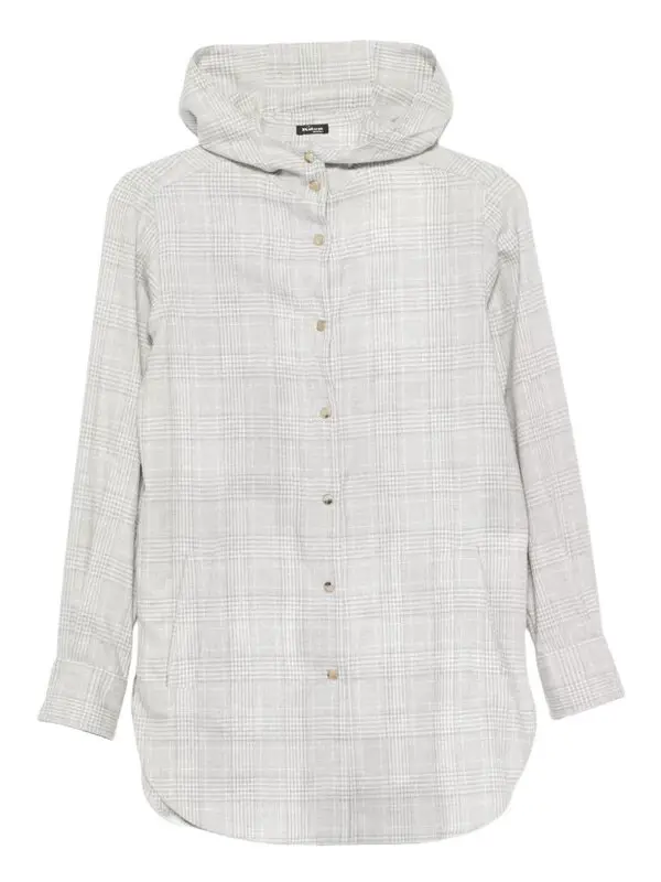 Kiton Prince Of Wales Check Hooded Shirt - Grey