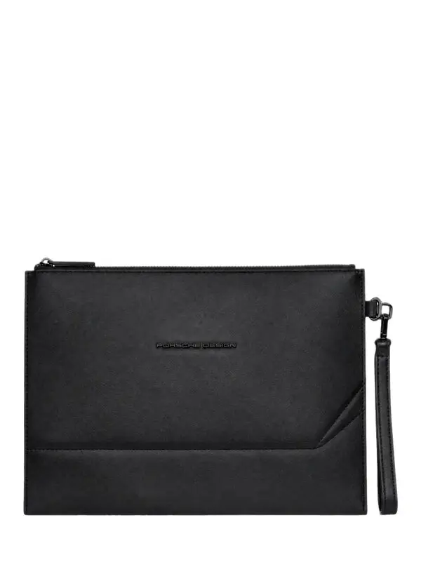 PIQUADRO Porsche Design Logo Plaque Wristlet Clutch Bag - Black