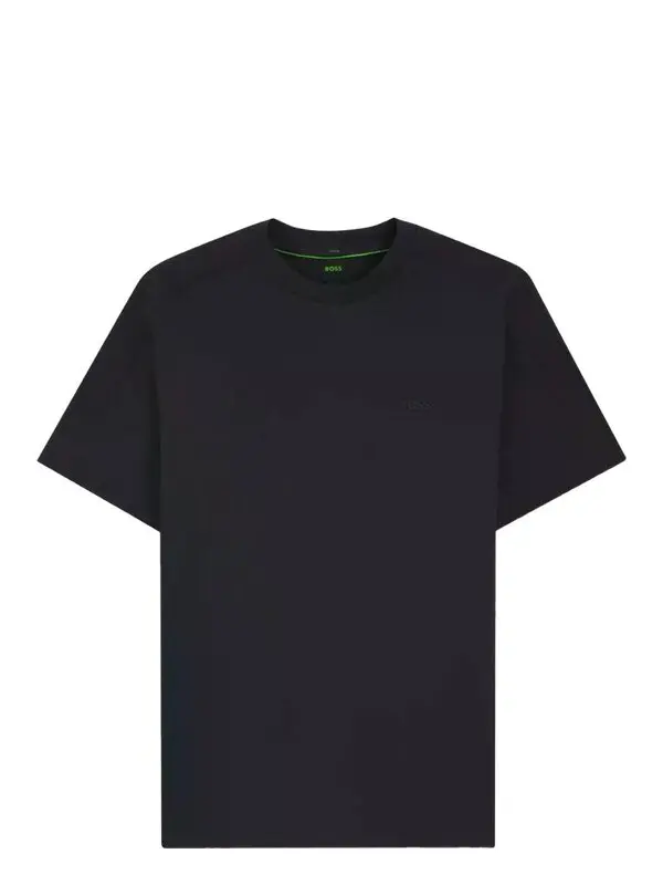 BOSS Stretch-cotton T-shirt With Jacquard Tape - Black
