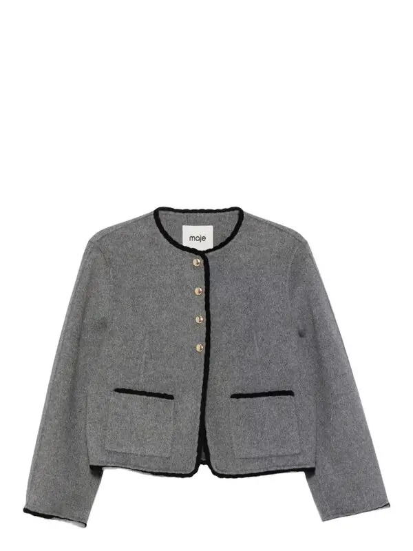 Maje Gardenia Braid-trim Single-breasted Jacket - Grey
