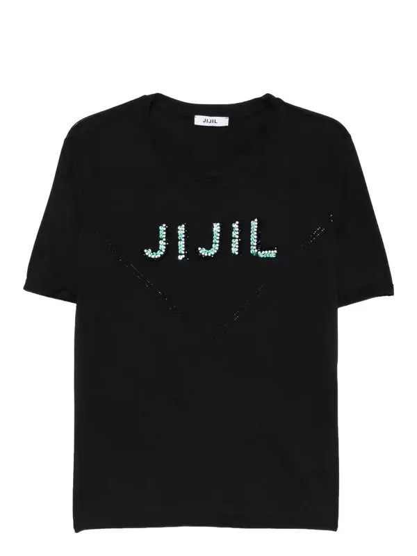 JIJIL Sequin Logo T-shirt - Black