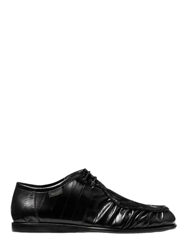 JIMMY CHOO Ember Moccasin With Eel Embossed Leather And Lace-up Fastening - Black