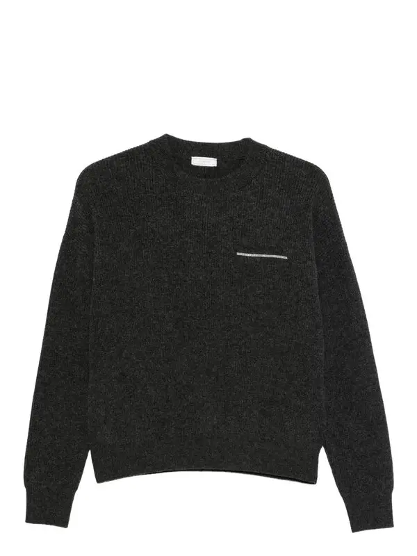 Peserico Ribbed Knit Crew Neck Sweater - Grey