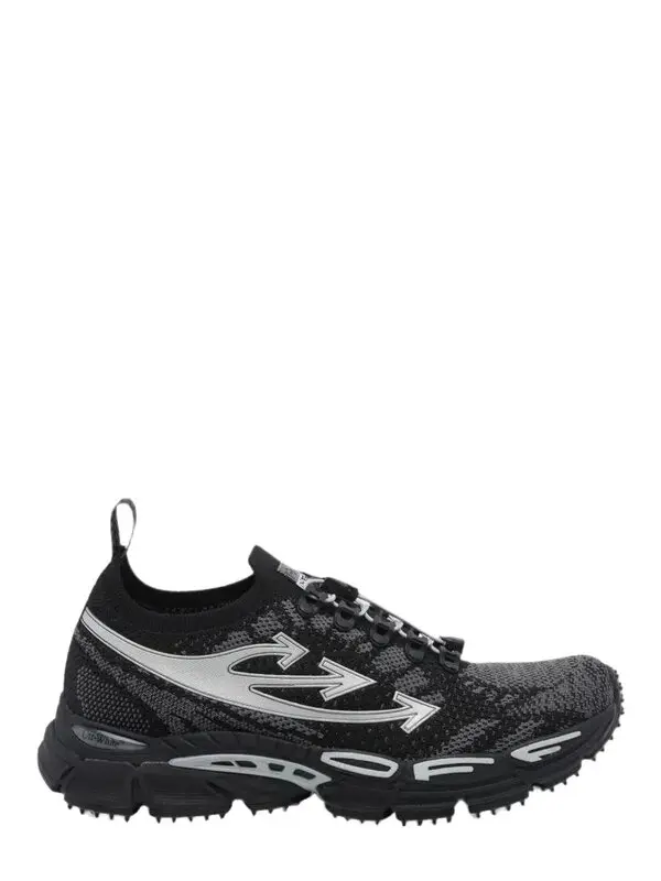 Off-White Knit Trainers With Arrow Logo - Black