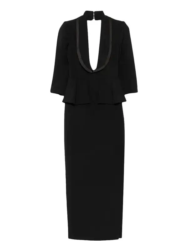 Elisabetta Franchi Peplum Waist Shawl-lapel Dress - Black