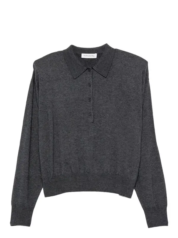 THE FRANKIE SHOP Padded Shoulder Polo Top - Grey