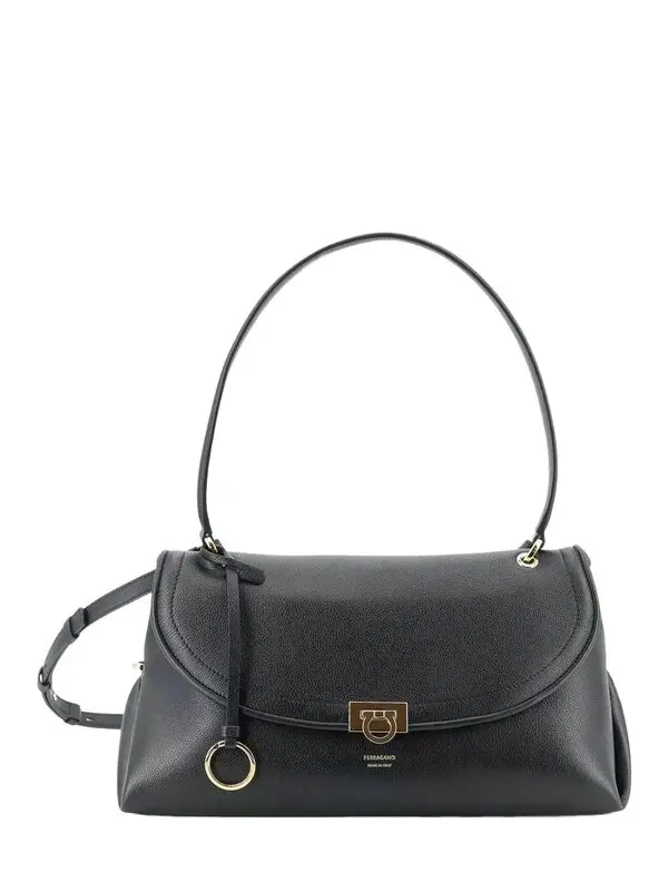 FERRAGAMO Gancini Shoulder Bag - Black