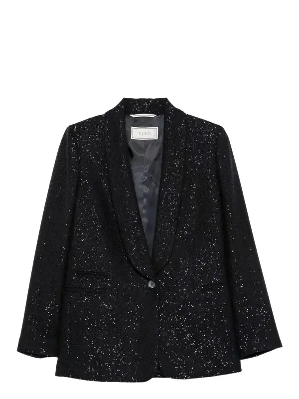 Peserico Embellished Shawl Lapel Blazer - Black