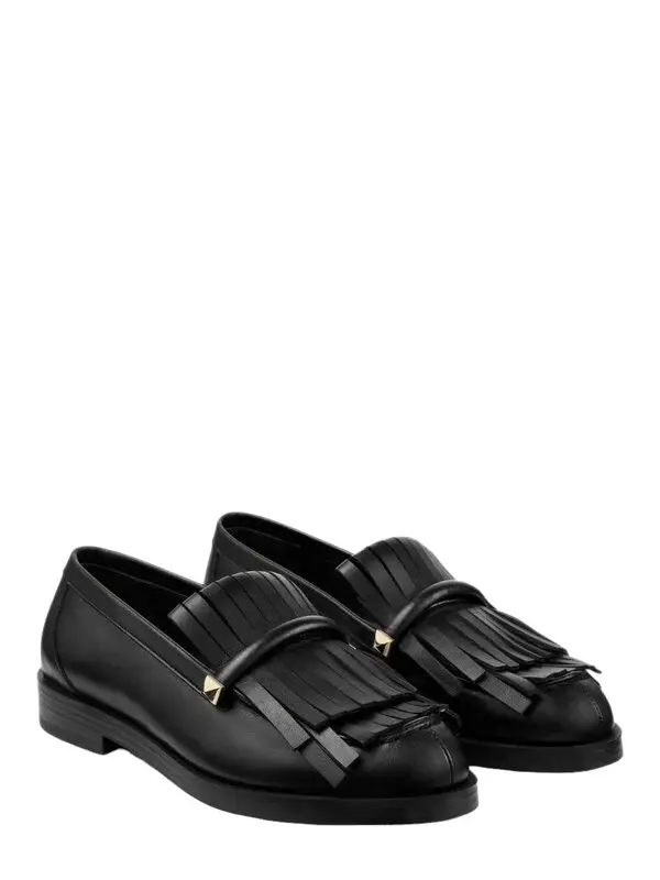 JIMMY CHOO Eska Loafers With Fringe Detailing - Black