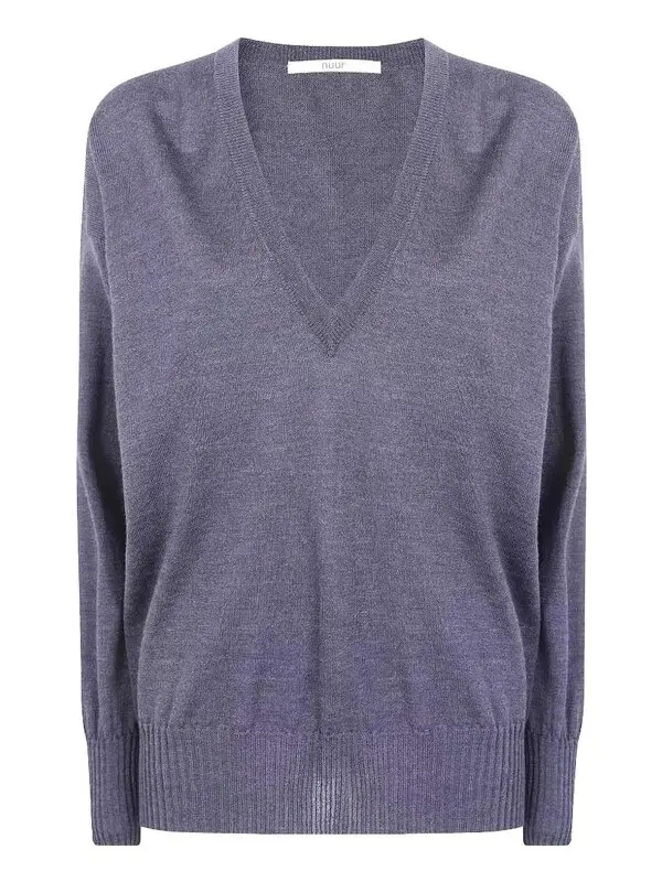 NUUR V-neck Wool Sweater - Blue