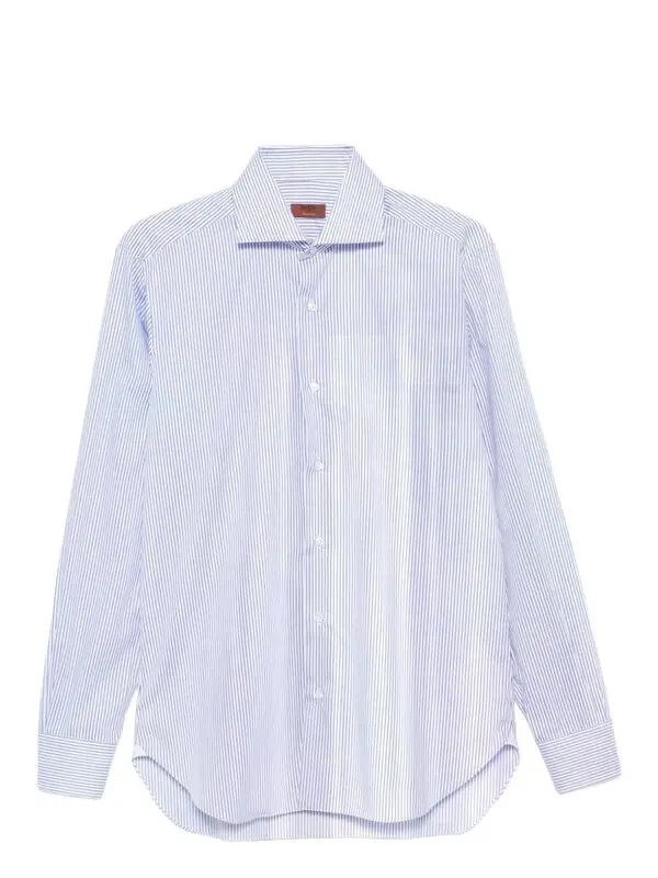 BARBA NAPOLI Vertical-stripe Spread-collar Shirt - White