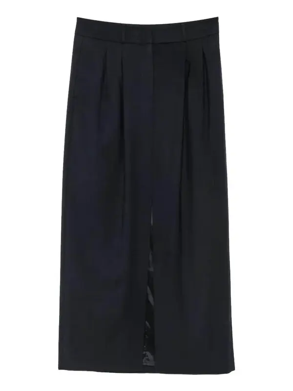 Peserico Pleated Front-slit Long Skirt - Blue