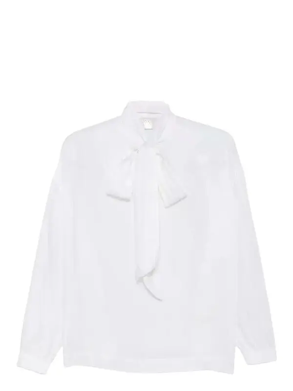 19.61 MILANO Pussy-bow Long-sleeve Blouse - White