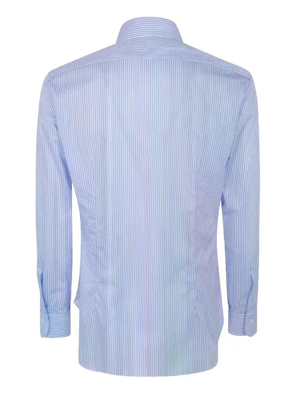 BARBA NAPOLI Striped Cotton Shirt - Blue