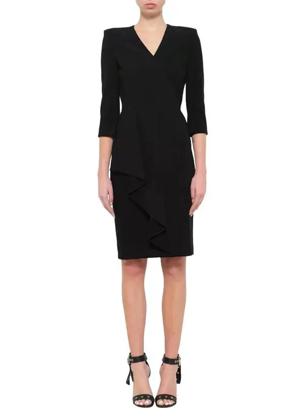 Alexander McQueen Crepe Ruffled Dress - Black
