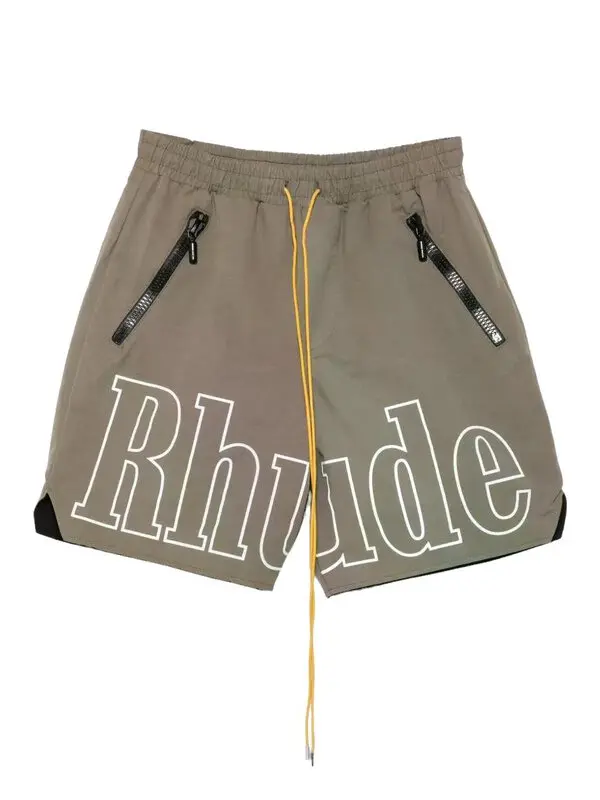 Rhude Logo Print Drawstring Shorts - Green