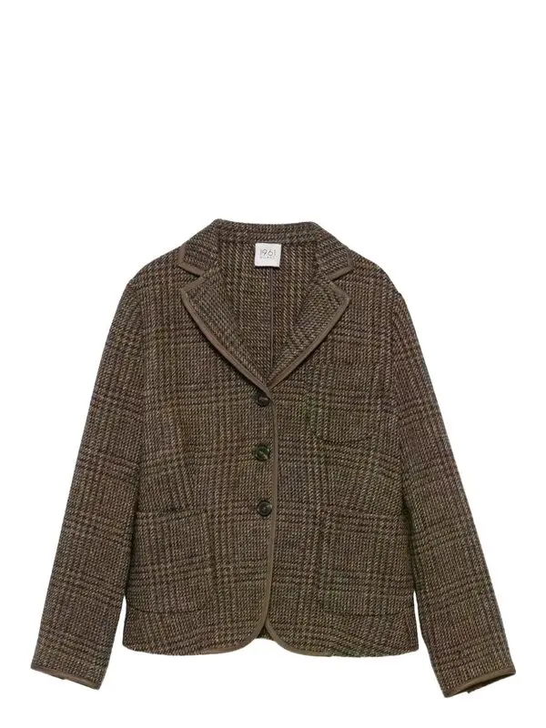 19.61 MILANO Melania Checked Jacket - Brown