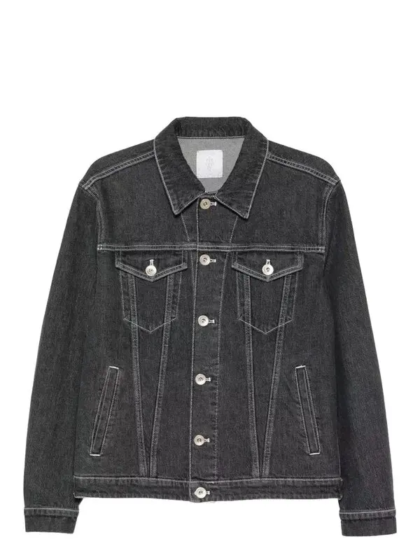 Eleventy Contrast-stitch Denim Jacket - Black