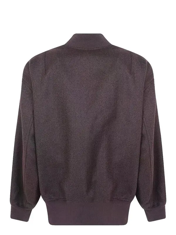 DRHOPE Wool Herringbone Bomber Jacket - Brown