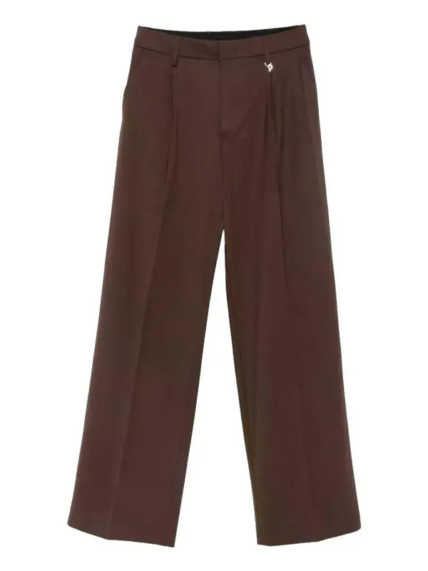 DONDUP Pleated Palazzo Wool Pants - Brown