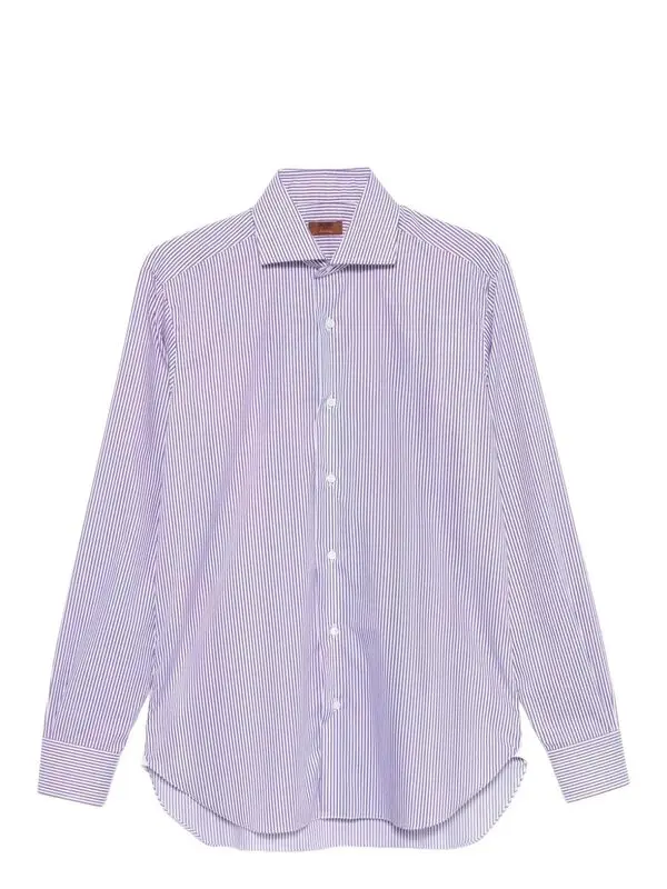 BARBA NAPOLI Striped-print Spread-collar Shirt - White