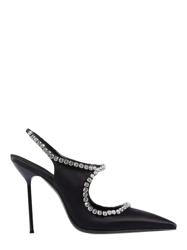 Paris Texas Lidia Mary Jane Crystal Heeled Pumps - Black