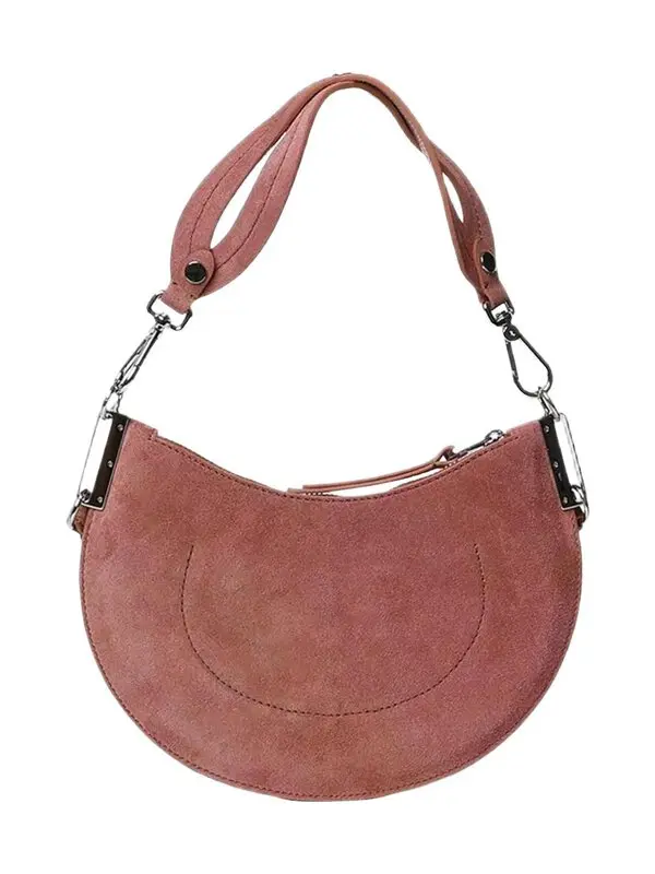COCCINELLE Suede Crescent Shoulder Bag - Pink