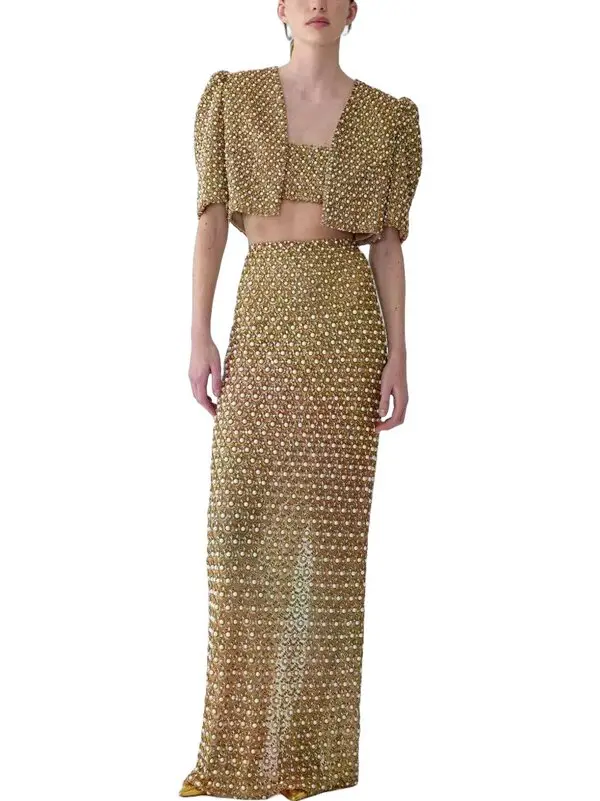 Carolina Herrera Embellished Cropped Jacket - Gold