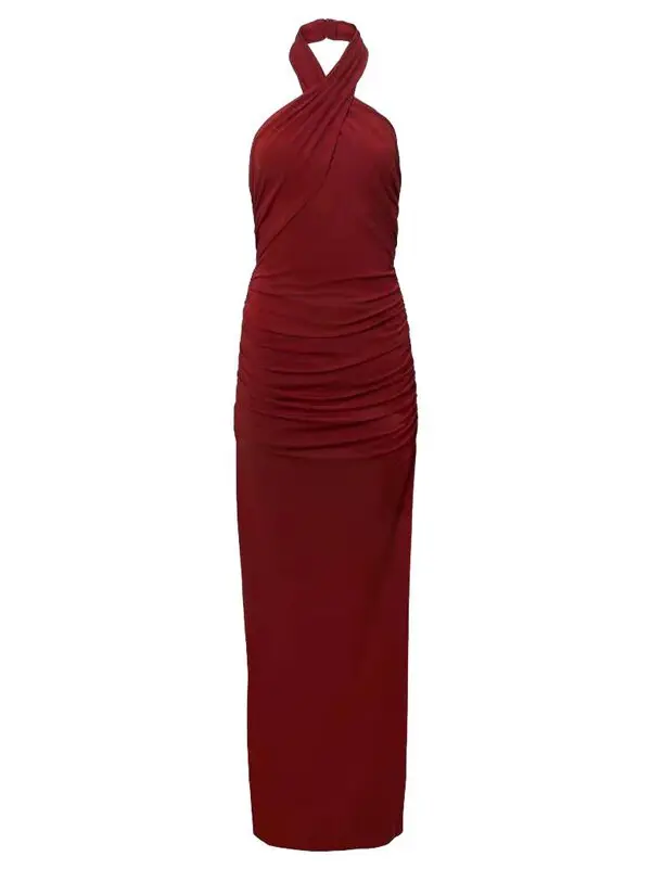 Carolina Herrera Criss-cross Halterneck Gown - Red