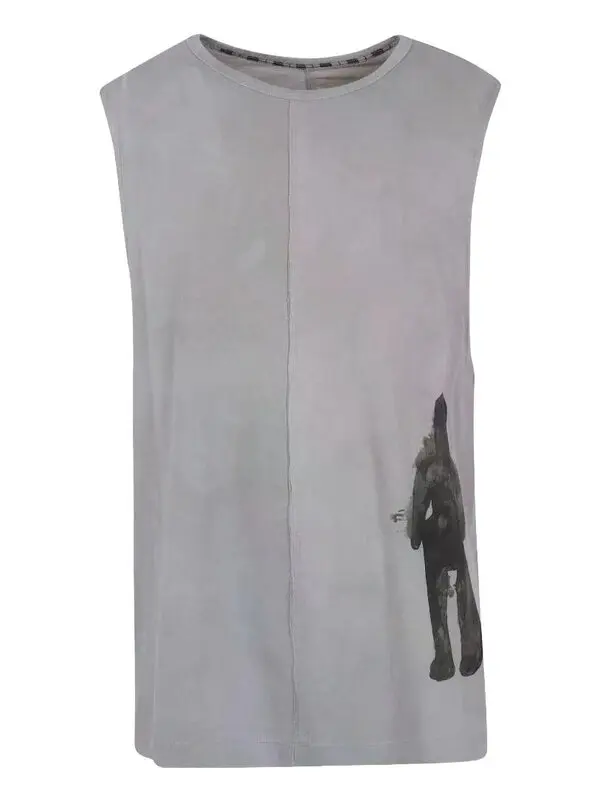 ZIGGY CHEN Graphic-print Sleeveless T-shirt - Grey