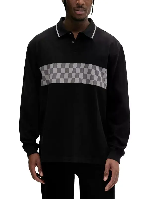 VANS Medford Checkerboard Long-sleeve Polo - Black