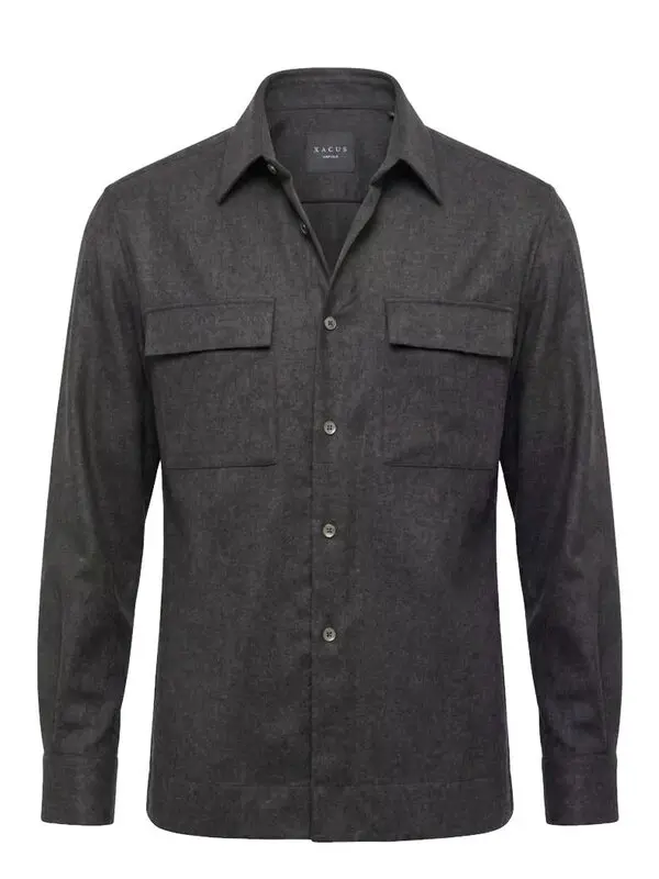 XACUS Button-up Chest-pocket Shirt - Grey