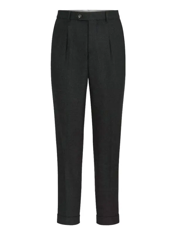 Brunello Cucinelli Virgin Wool Mouliné Twill Trousers With Pleats - Grey