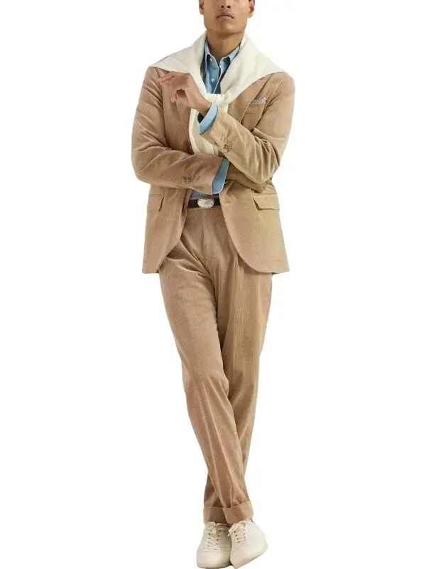 Brunello Cucinelli Pleated Corduroy Trousers - Neutrals