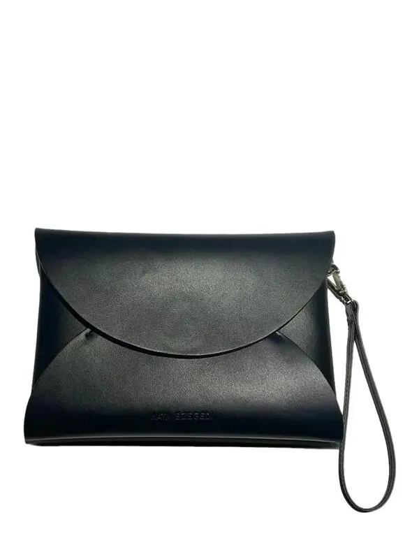 KATA SZEGEDI Nappa Leather Clutch Bag With Wrist Strap - Black