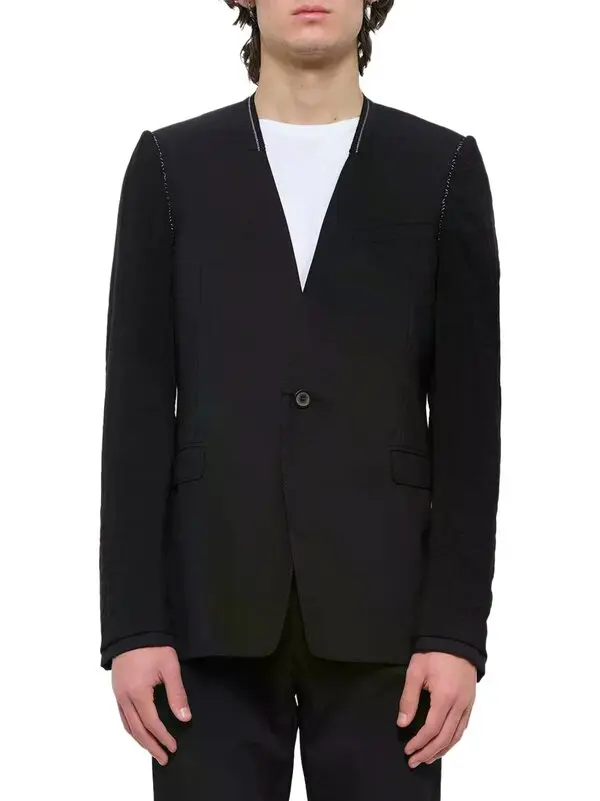 LANVIN Inside-out Collarless Jacket - Blue