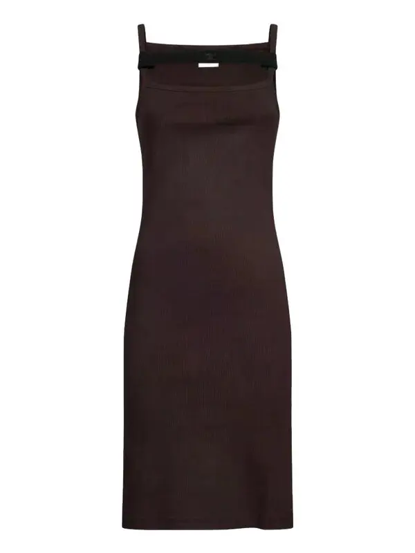 COURREGES Ribbed Spaghetti Strap Dress - Red