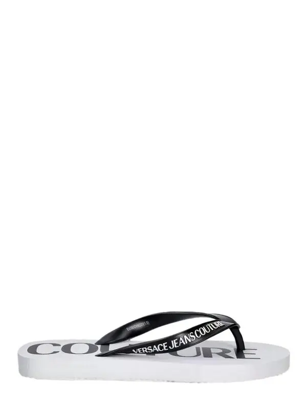 Versace Logo Print Flip Flops - Black