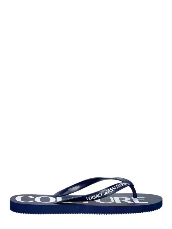 Versace Logo Print Flip Flops - Blue