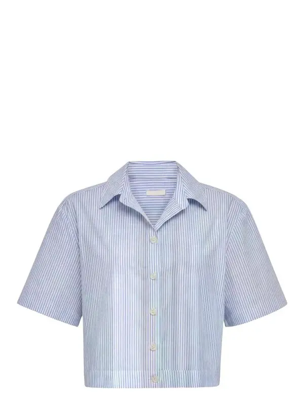 DL1961 Carlee Striped Cropped Shirt - White