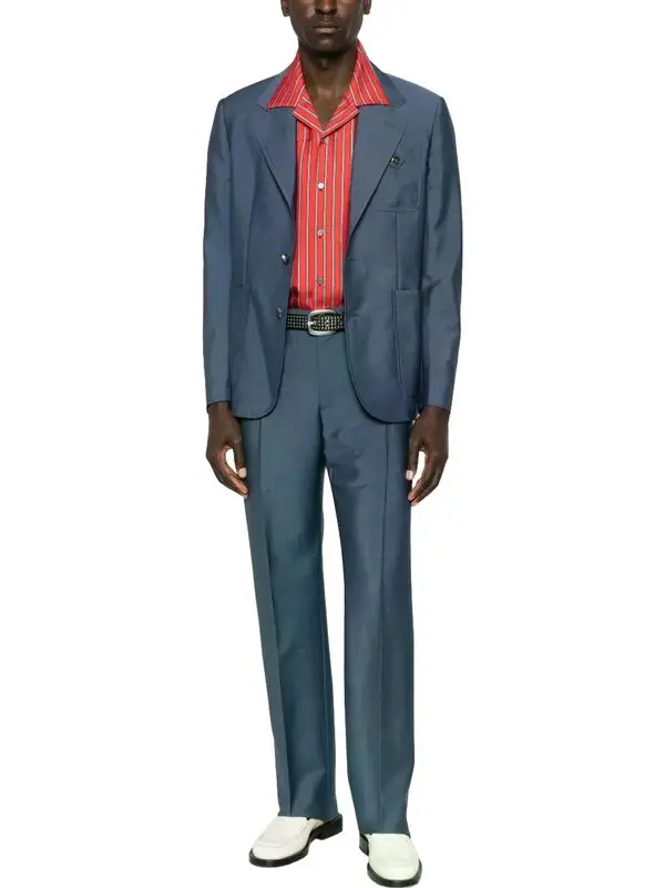 Versace Tailored Wool And Mohair Blend Trousers - Blue