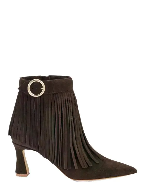 MALONE SOULIERS Donni Fringed Suede Ankle Boots - Brown