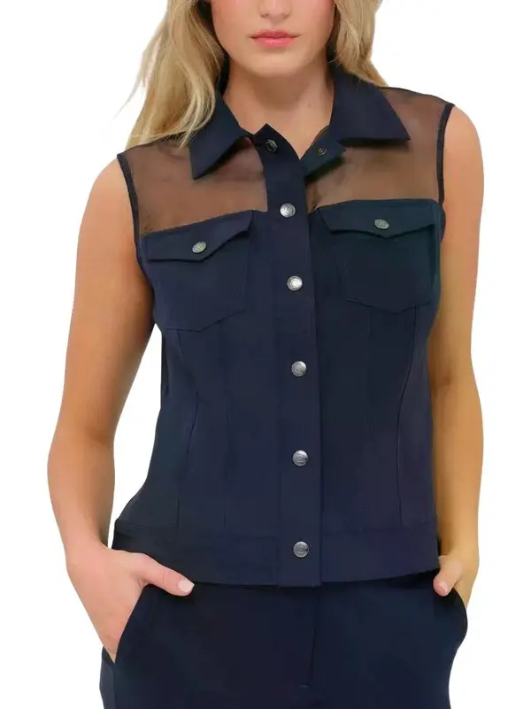 Anatomie Lenox Organza-panelled Vest - Blue