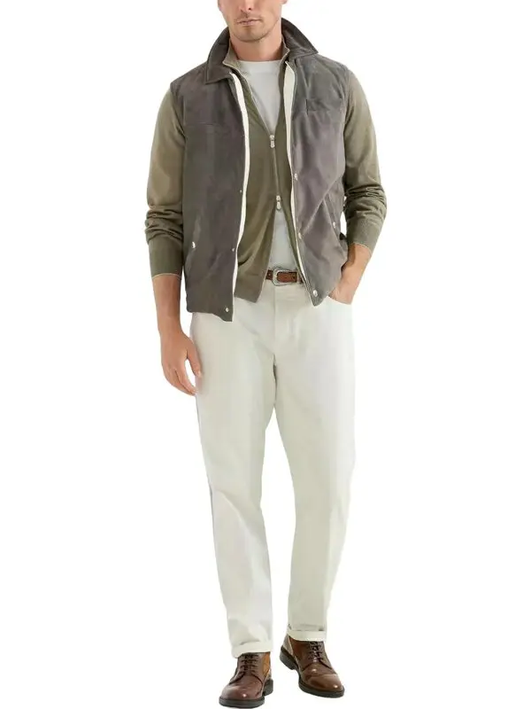 Brunello Cucinelli Cashmere And Silk Lightweight Zipper Cardigan - Green