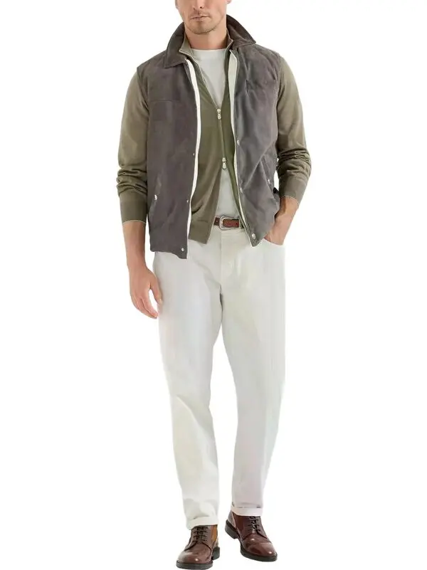 Brunello Cucinelli Cashmere And Silk Lightweight Zipper Cardigan - Green