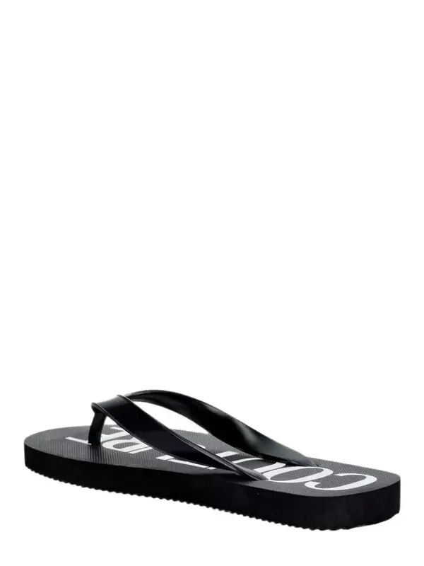 Versace Logo Print Flip Flops - Black