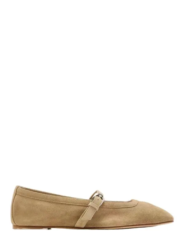 STUART WEITZMAN Suede Buckle-fastening Ballet Flats - Neutrals