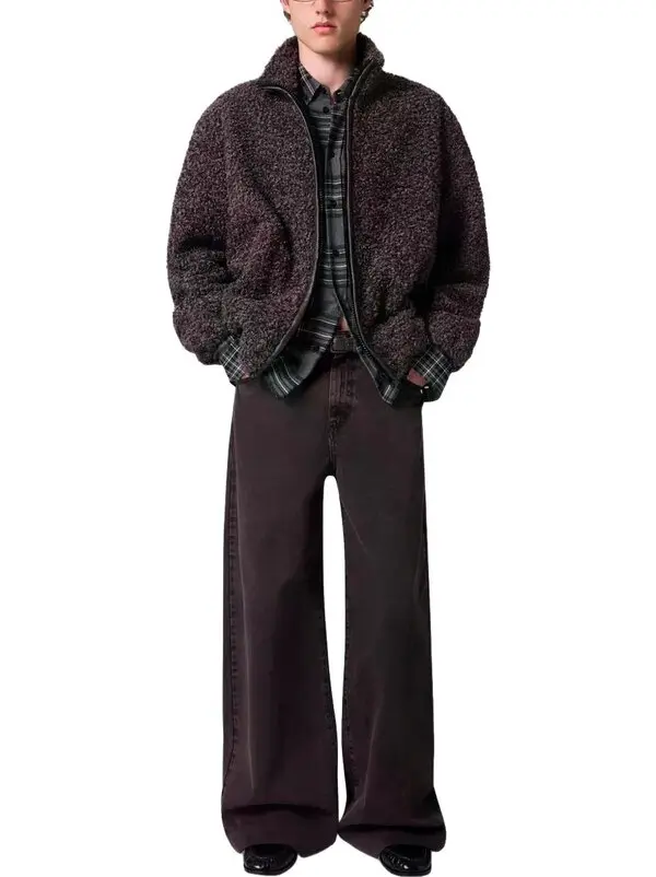 MSGM Logo Patch Bouclé Jacket - Brown
